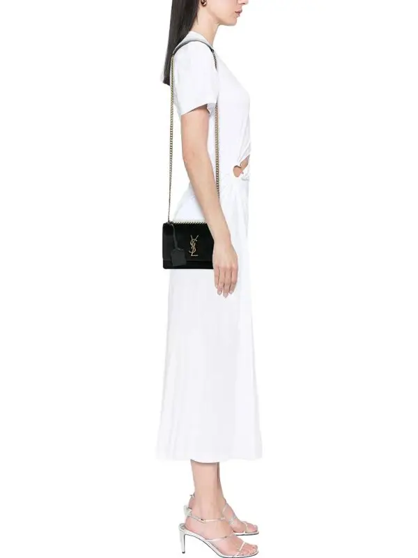 Saint Laurent 2018 Small Velvet Monogram Sunset Crossbody Bag - Green