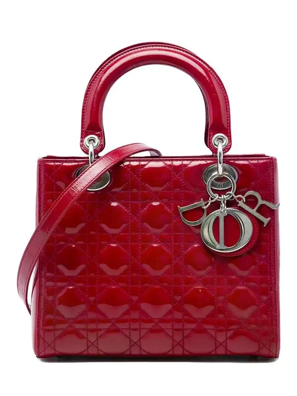 Dior Patent Cannage Lady Satchel - Red