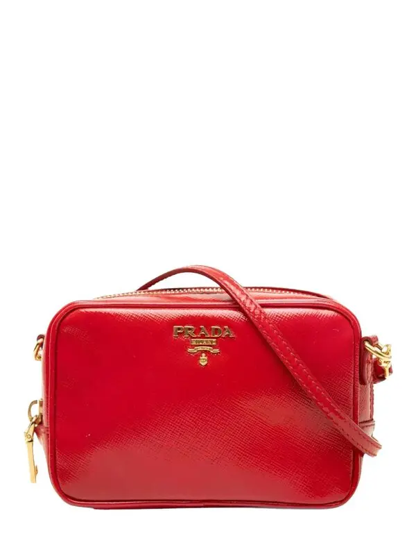 Prada Saffiano Vernice Camera Bag - Red