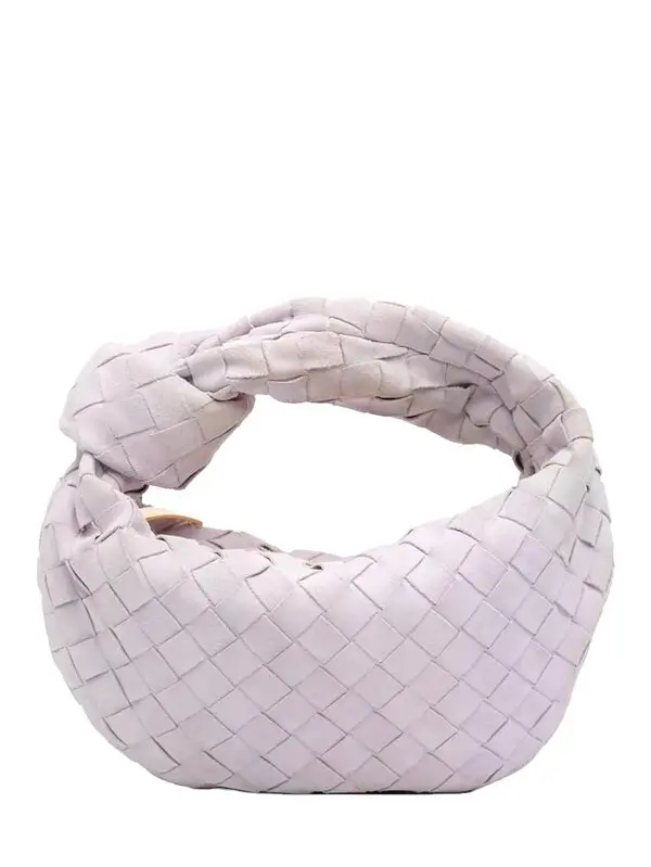 Bottega Veneta Mini Suede Intrecciato Jodie Hobo Bag - White