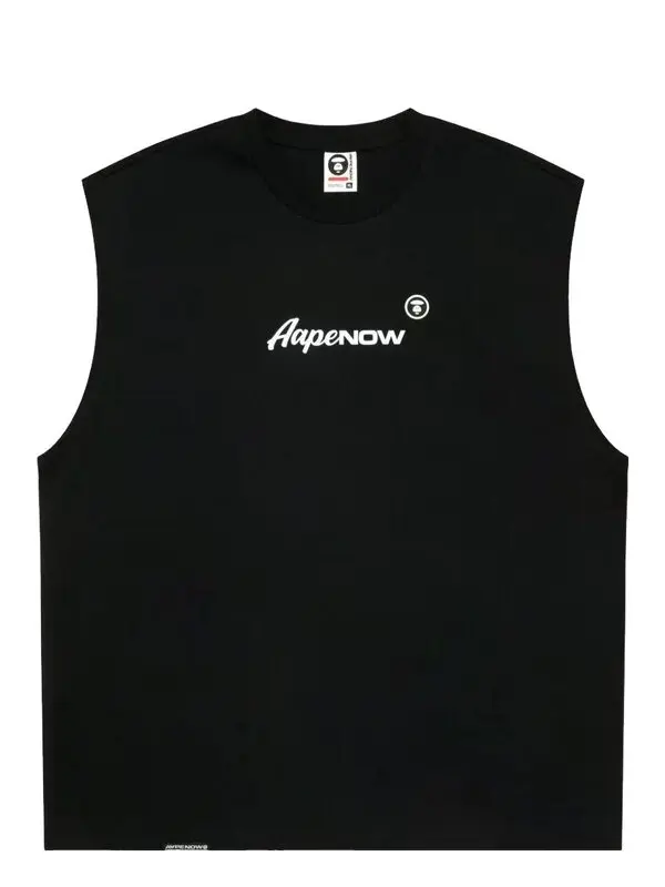 AAPE BY *A BATHING APE Moonface Logo Patch Tank Top - Black