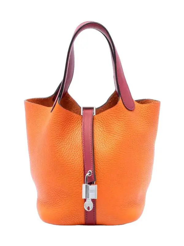 Hermès Clemence And Swift Picotin Lock 18 Handbag - Orange