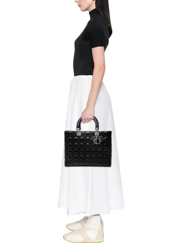 Dior Lambskin Cannage Lady Satchel - Black