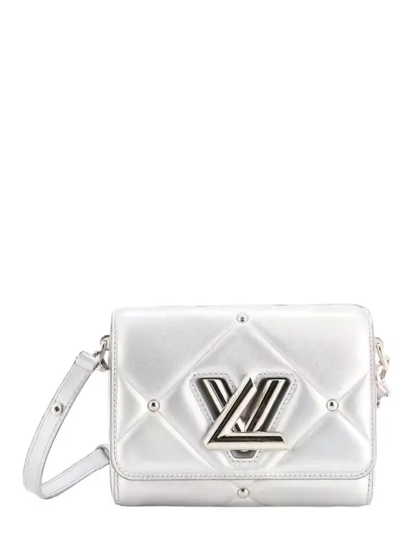 LOUIS VUITTON Twist Handbag Studded Quilted Leather Pm Crossbody Bag - Silver