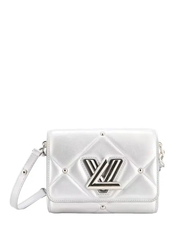 LOUIS VUITTON Twist Handbag Studded Quilted Leather Pm Crossbody Bag - Silver