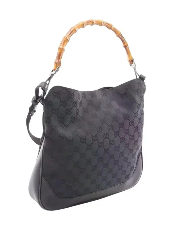 Gucci Gg Canvas Bamboo Web Satchel - Black