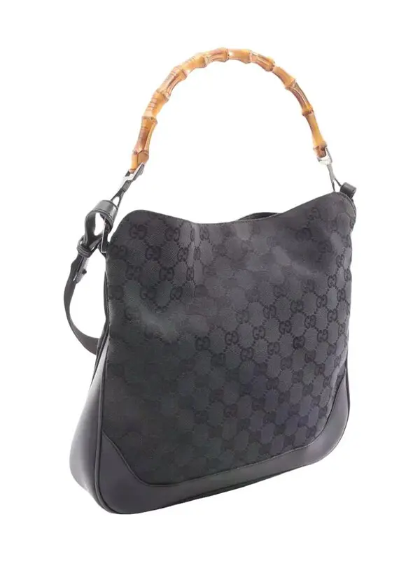 Gucci Gg Canvas Bamboo Web Satchel - Black
