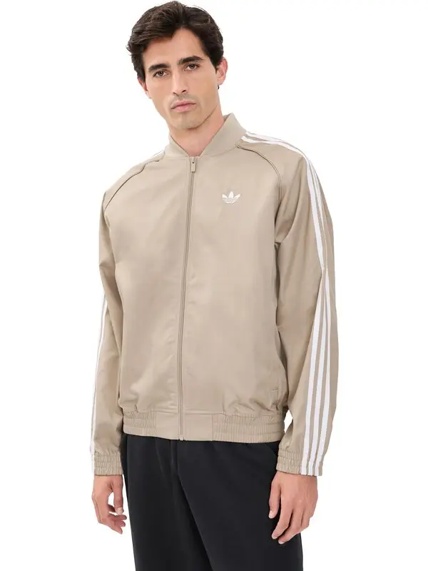 Adidas Classics Cotton Twill Track Top - Khaki Three