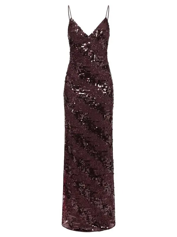 NISSA Sequin Embellished Maxi Dress - Multicolor