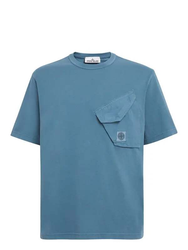 Stone Island Cotton Compass Pocket T-shirt - Blue