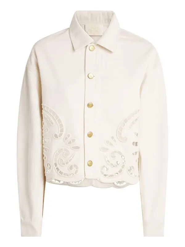 Ulla Johnson Bobbi Eyelet Denim Jacket - Ivory