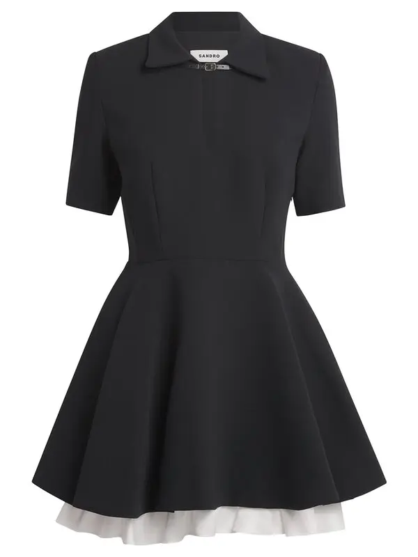 Sandro Layered Crepe Mini Dress - Black