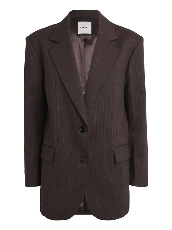 Sandro Striped Single-breasted Blazer - Brown