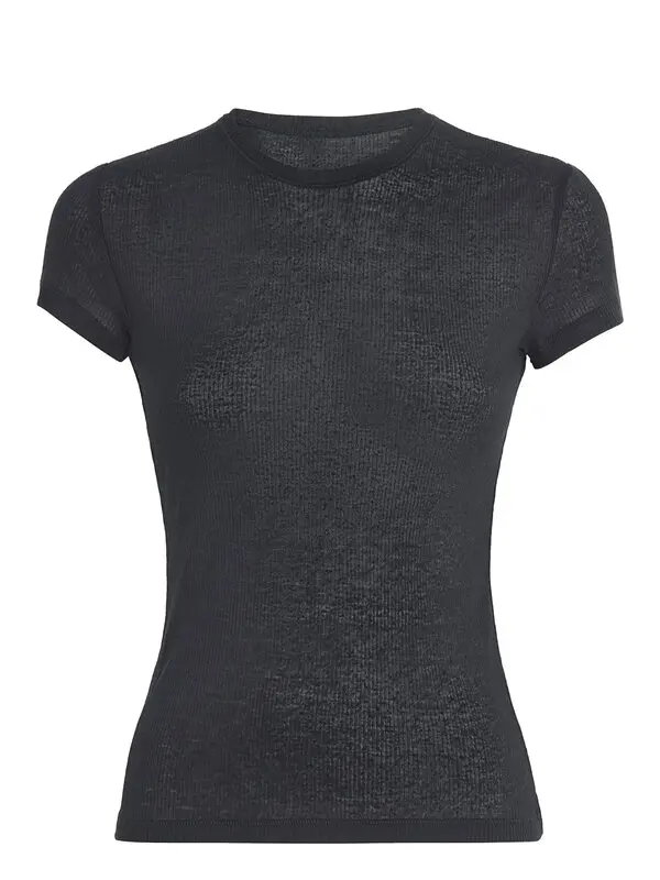 SKIMS Semi-sheer Ribbed T-shirt - Black