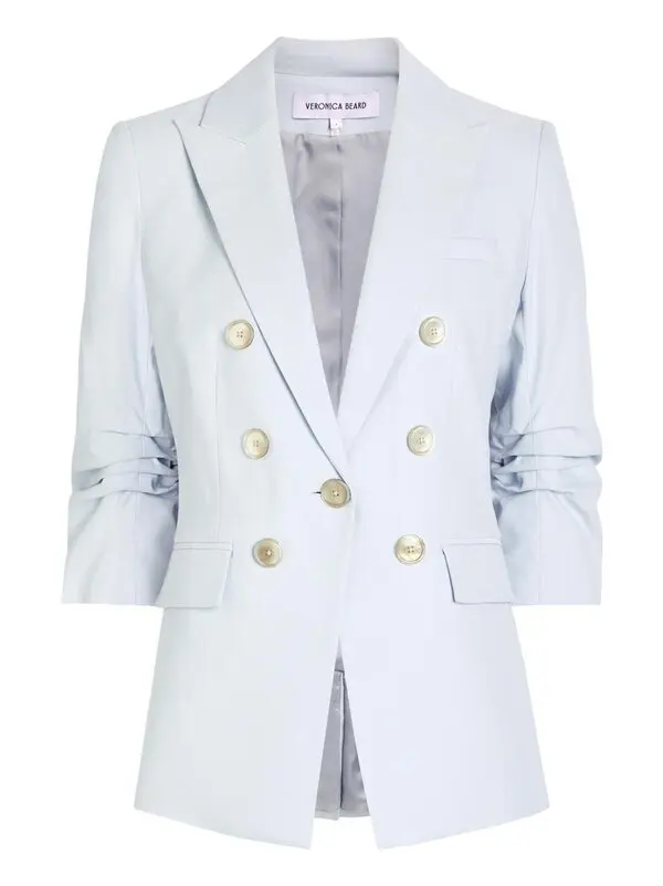 Veronica Beard Tomi Dickey Gathered-sleeve Twill Blazer - Light Blue