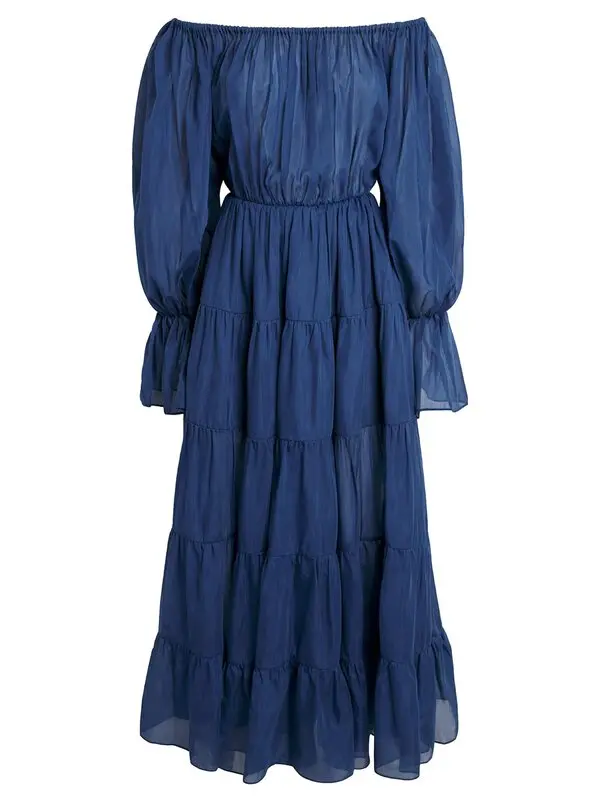 MORE NOIR Beatrice Tiered Maxi Dress - Blue