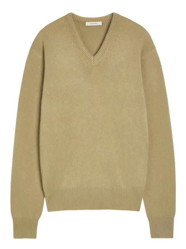 LEMAIRE V-neck Cashmere Jumper - Camel