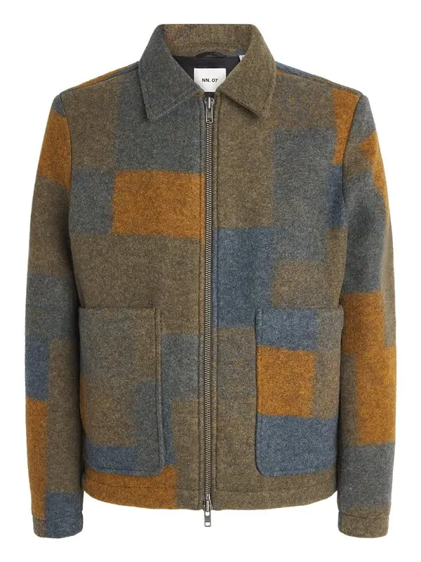 NN.07 Wool-blend Check Gael Overshirt - Brown