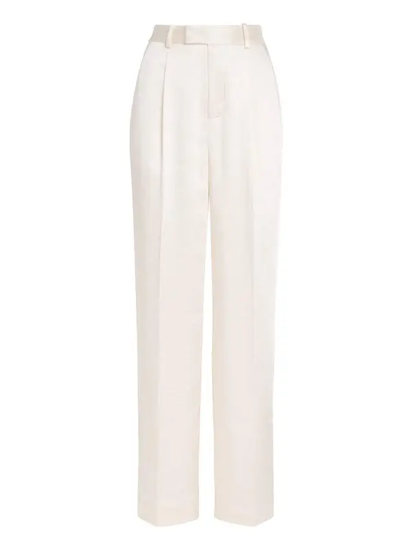 SELF-PORTRAIT Satin Wide-leg Trousers - Ivory