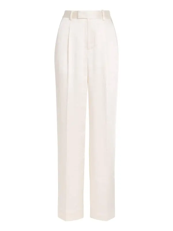 SELF-PORTRAIT Satin Wide-leg Trousers - Ivory