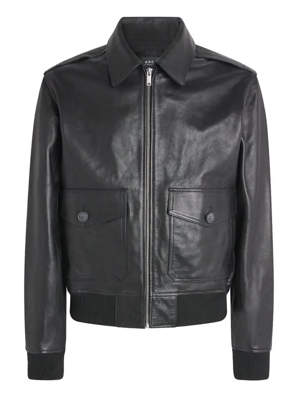 A.p.c. Gael Leather Bomber Jacket - Black