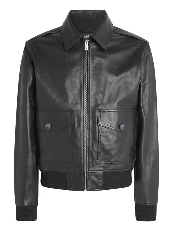 A.p.c. Gael Leather Bomber Jacket - Black