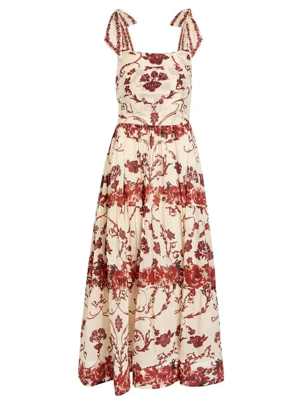 Alice + Olivia Haven Floral-print Tiered Midi Dress - Red