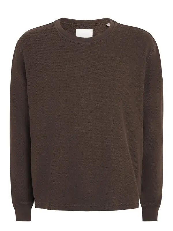 Citizens Of Humanity Cotton Waffle-stitch Crew Neck Sweater - Brown