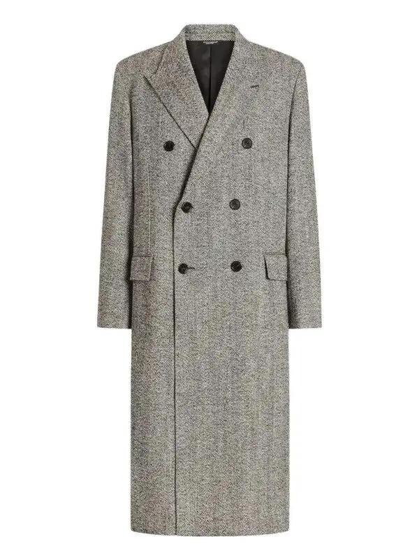 Dolce & Gabbana Wool Double Breasted Coat - Multicolor
