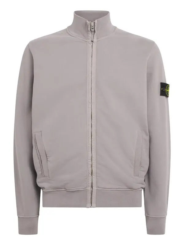 Stone Island Organic Cotton High Neck Track Jacket - Grey