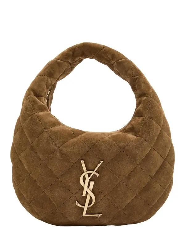 Saint Laurent Icare Mini Quilted Suede Top Handle Bag - Tan