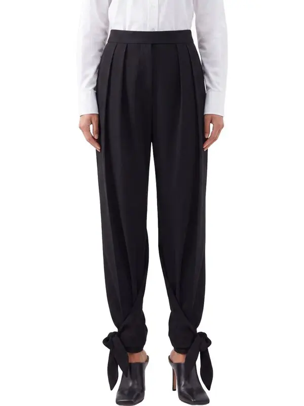 Chloé High-waisted Wide-leg Tailored Wool-blend Trousers - Black