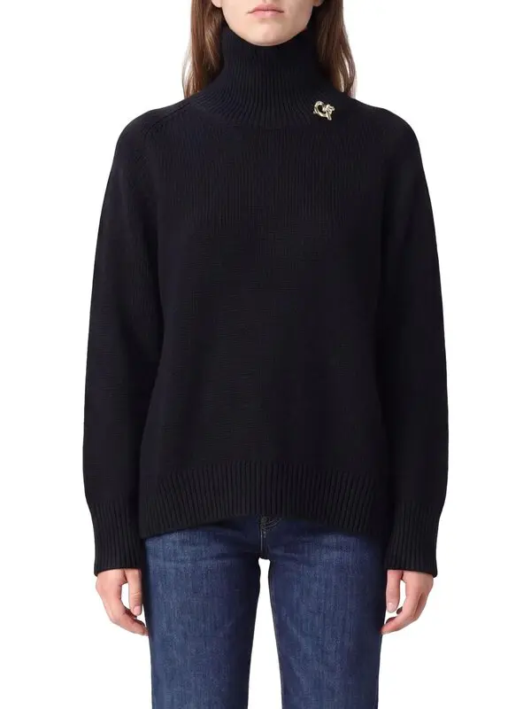 Fabiana Filippi Virgin Wool Turtleneck Jumper With Metal Detail - Blue