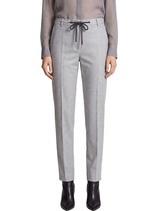 Eleventy Slim-fit Wool And Cashmere Trousers With Drawstring Waist - Grey