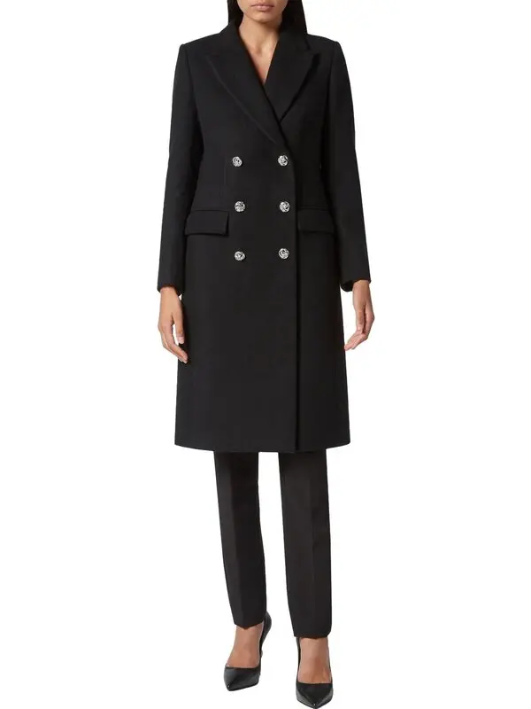 Philipp Plein Double Breasted Tailored Coat - Black