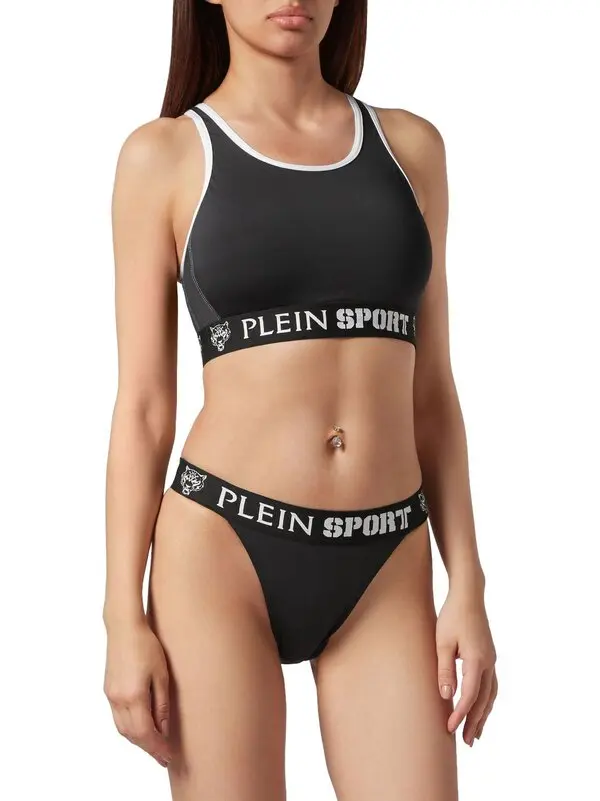 PLEIN SPORT High-waisted Polyamide Bikini With Sports Top - Black