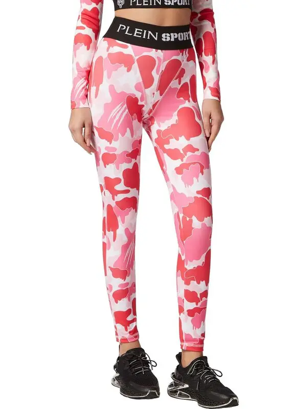 PLEIN SPORT Camouflage Print Leggings - Fuchsia
