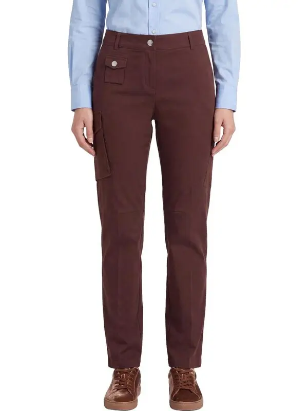 GANNI Slim Fit Stretch Organic Cotton Cargo Trousers - Brown