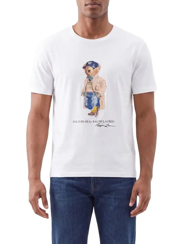 Polo Ralph Lauren Slim Fit Cotton T-shirt With Teddy Bear Print - White