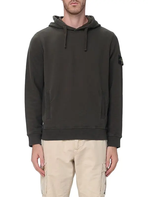 Stone Island Cotton Hoodie With Compass Logo Patch - Brown