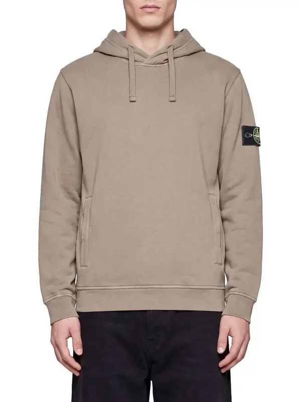 Stone Island Cotton Hoodie With Compass Logo Patch - Green