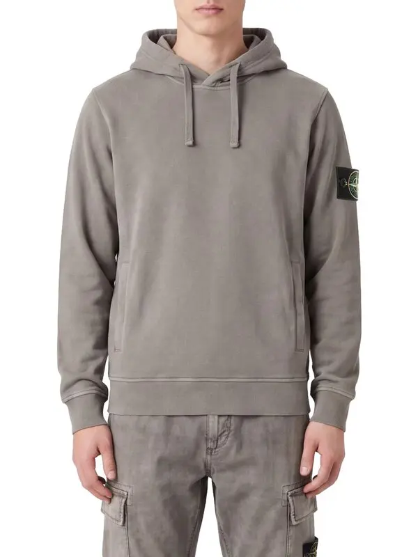 Stone Island Cotton Hoodie With Compass Logo Patch - Grey