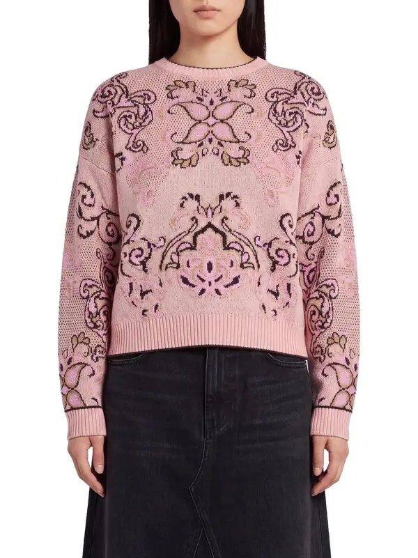 TWINSET Floral Pattern Wool & Cashmere Blend Jumper - Pink