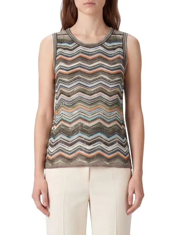 Missoni Sleeveless Zigzag Knit Top - Multicolor
