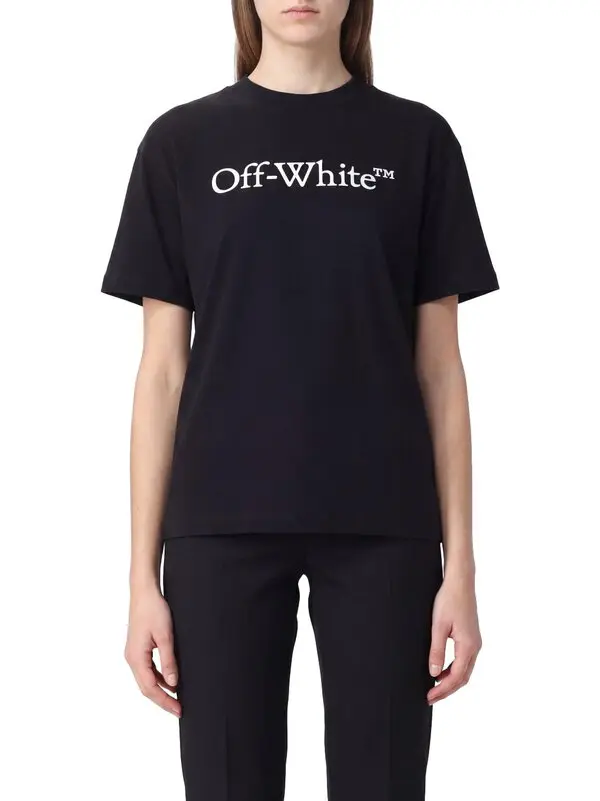 Off-White Slim Fit Cotton T-shirt With Logo Print - Black