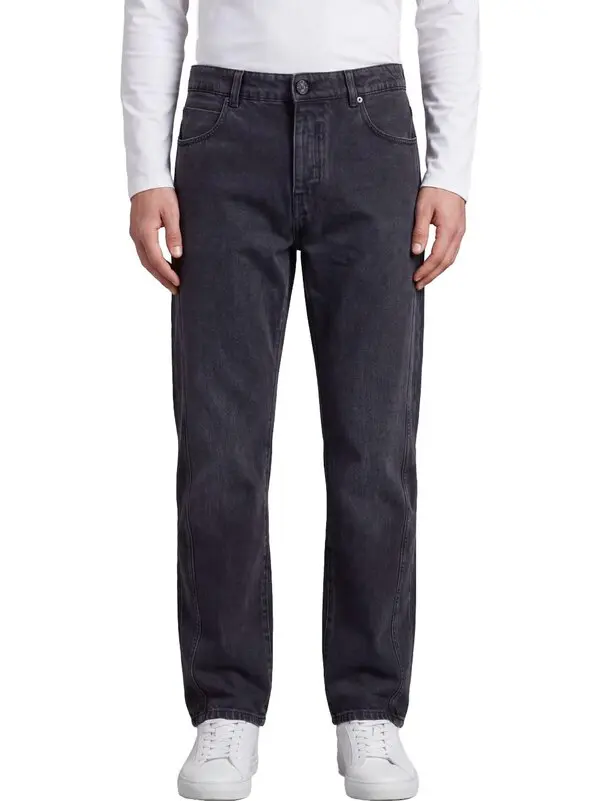 Balmain Straight Fit Five-pocket Cotton Denim Jeans - Black