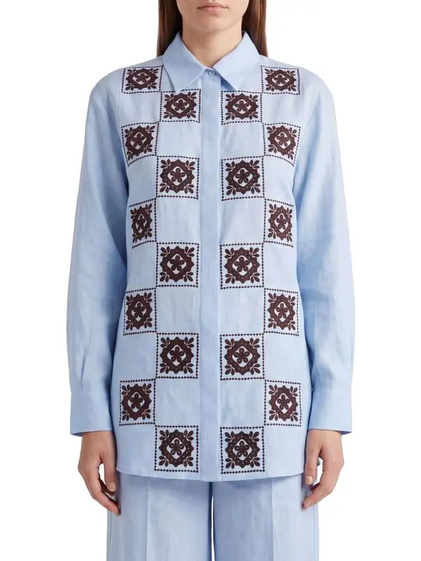 ALEMAIS Embroidered Shirt - Blue