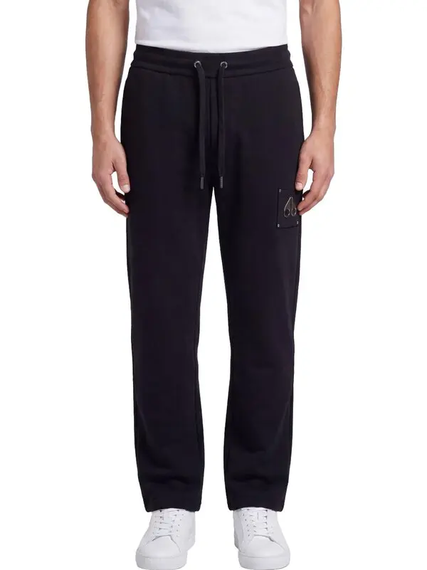 Moose Knuckles Cotton Jogging Trousers With Drawstring And Contrast Logo Detail - Black