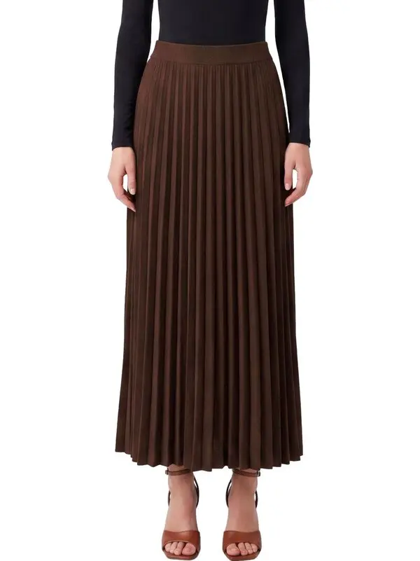 Fabiana Filippi Pleated Wool And Silk Knit Midi Skirt - Brown