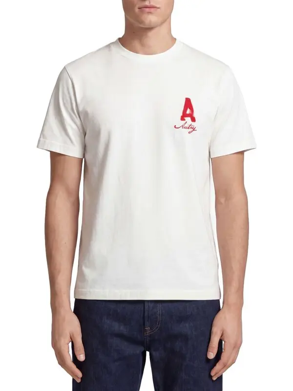 AUTRY Contrast Logo Cotton T-shirt - Ivory